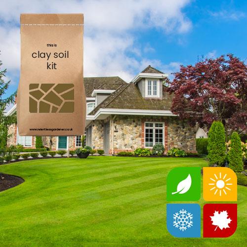 Full Year Clay Soil lawn Feed Kit for Soil Improvement and lush grass ...
